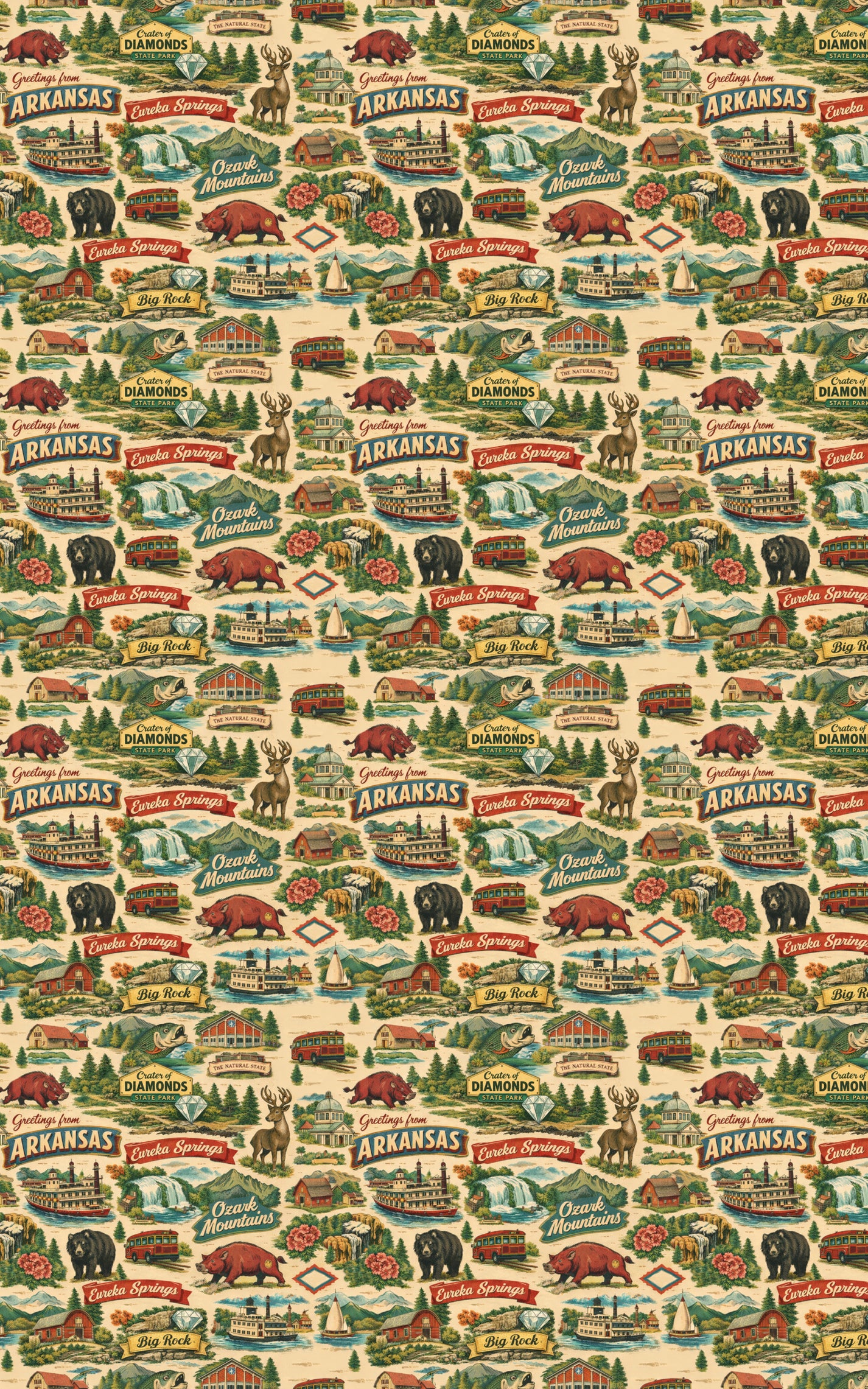 Arkansas Postcard Memories Wrapping Paper – London Penny Gift Wrap