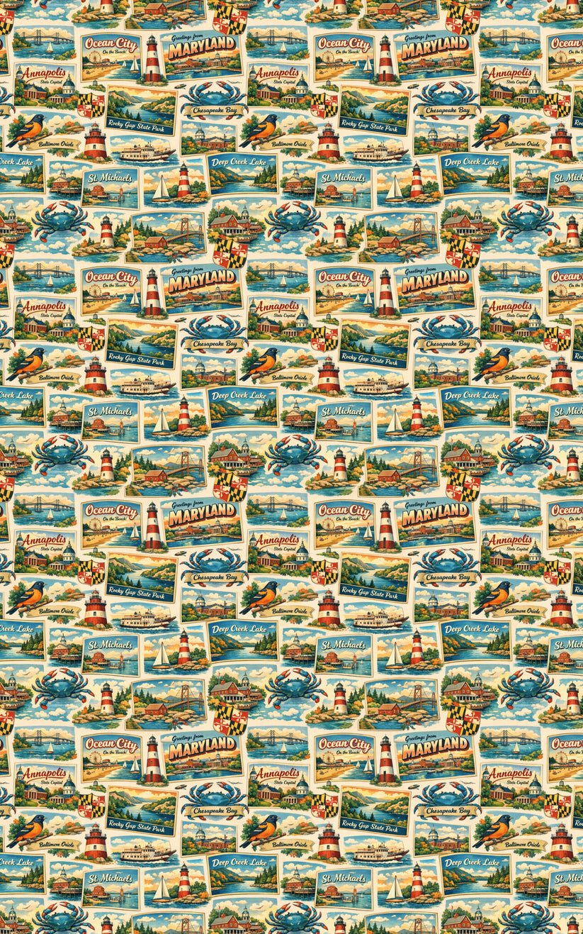 Maryland Postcard Memories Wrapping Paper – London Penny Gift Wrap