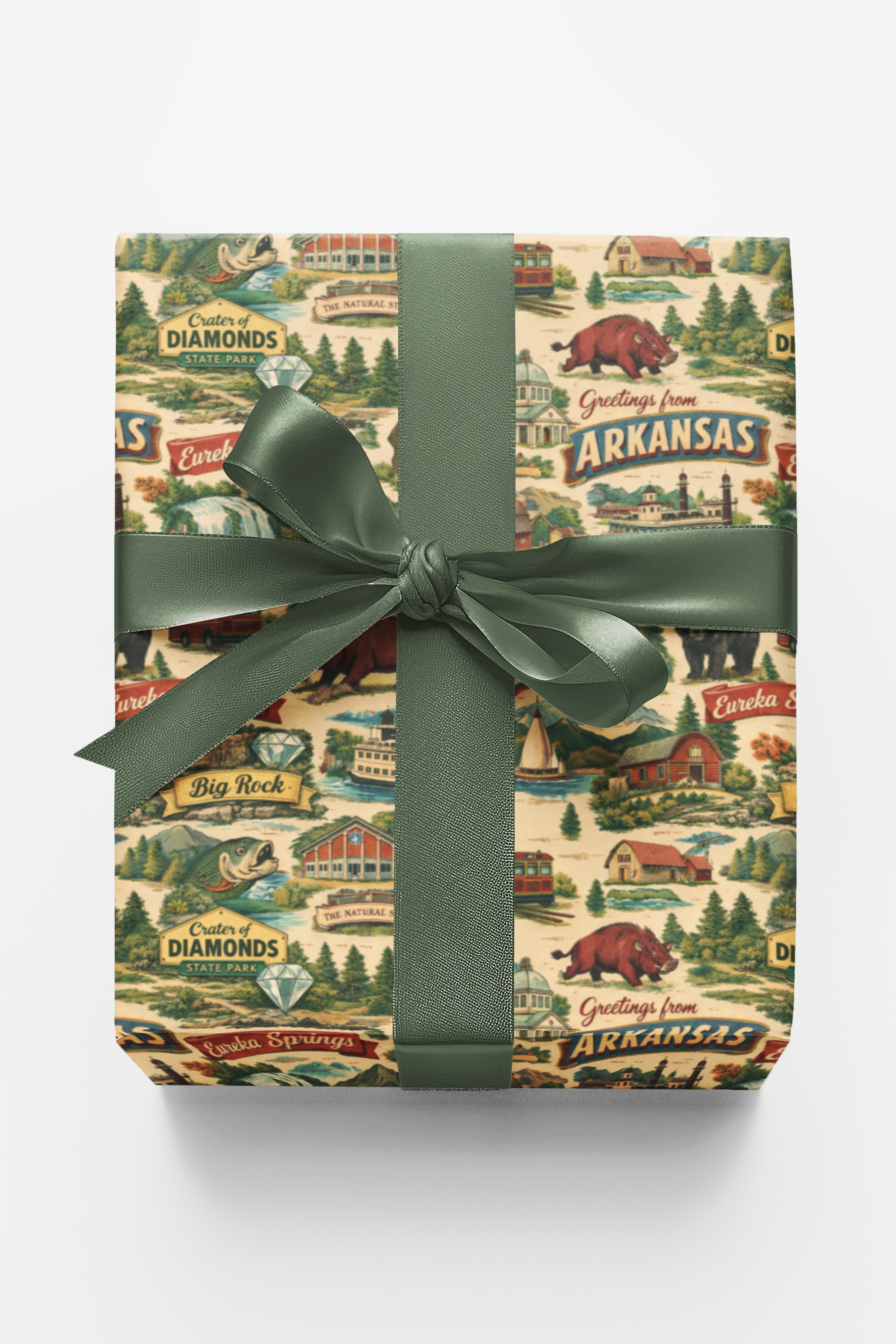 Arkansas Postcard Memories Wrapping Paper – London Penny Gift Wrap